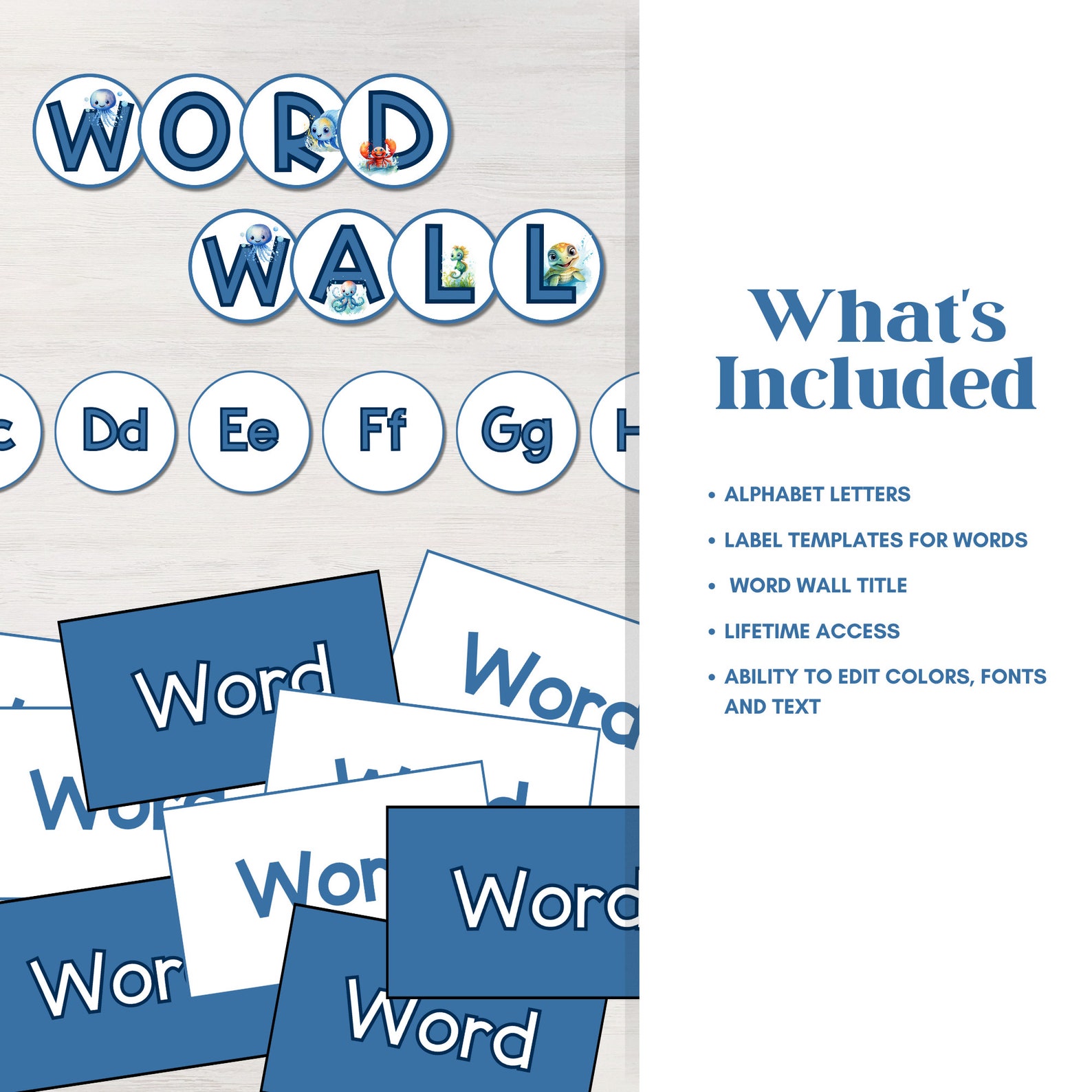 Ocean Themed Word Wall Display, Pastel Classroom Word Display ...