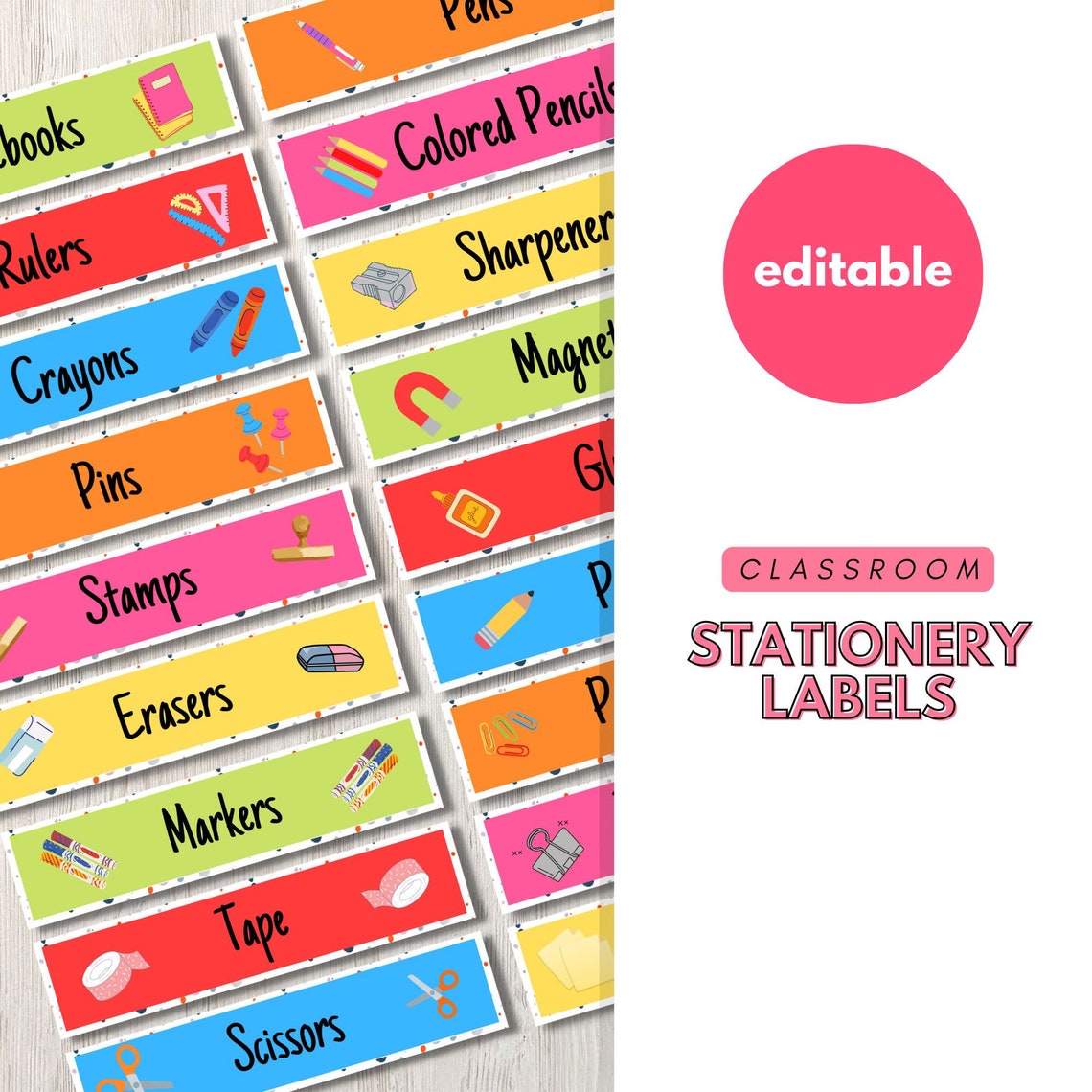 Stationery Labels | Rolling Cart Labels, Trolley Labels, Classroom ...