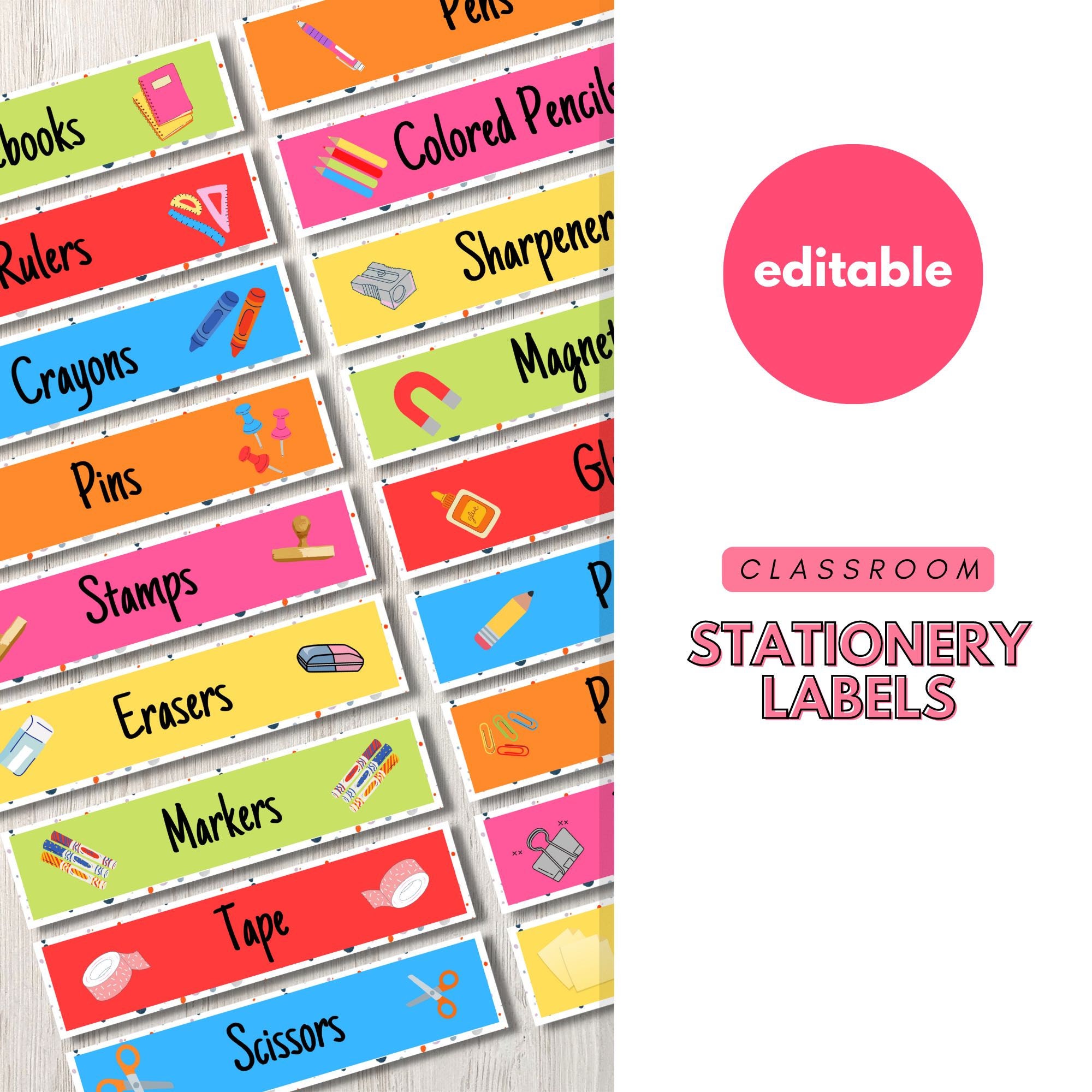 Stationery Labels | Rolling Cart Labels, Trolley Labels, Classroom ...