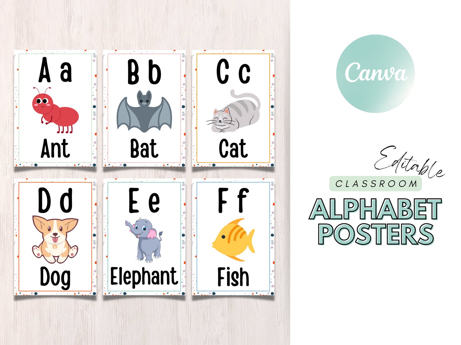 Alphabet Poster Simple Alphabet Poster Classroom Decor Cute - Etsy