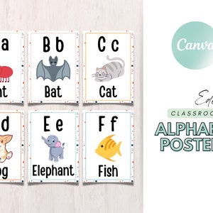 Alphabet Poster Simple Alphabet Poster Classroom Decor Cute - Etsy