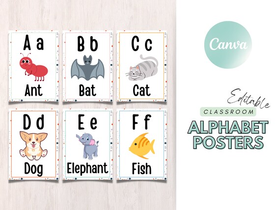 Alphabet Poster Simple Alphabet Poster Classroom Decor Cute - Etsy