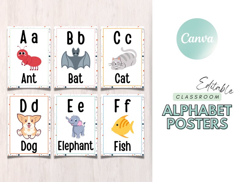 Alphabet Poster Simple Alphabet Poster Classroom Decor Cute - Etsy