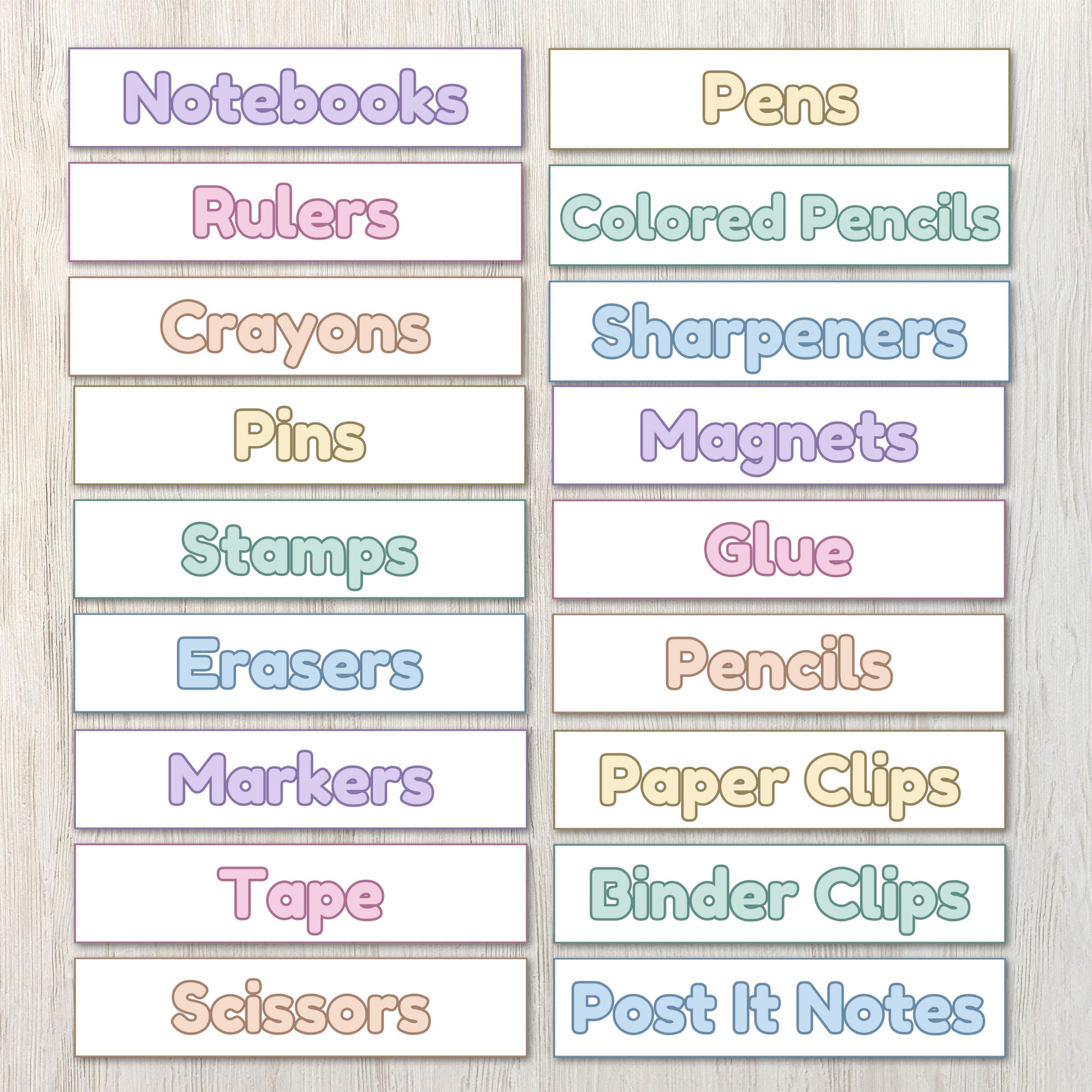 Pastel Stationery Labels, Rolling Cart Labels, Trolley Labels ...