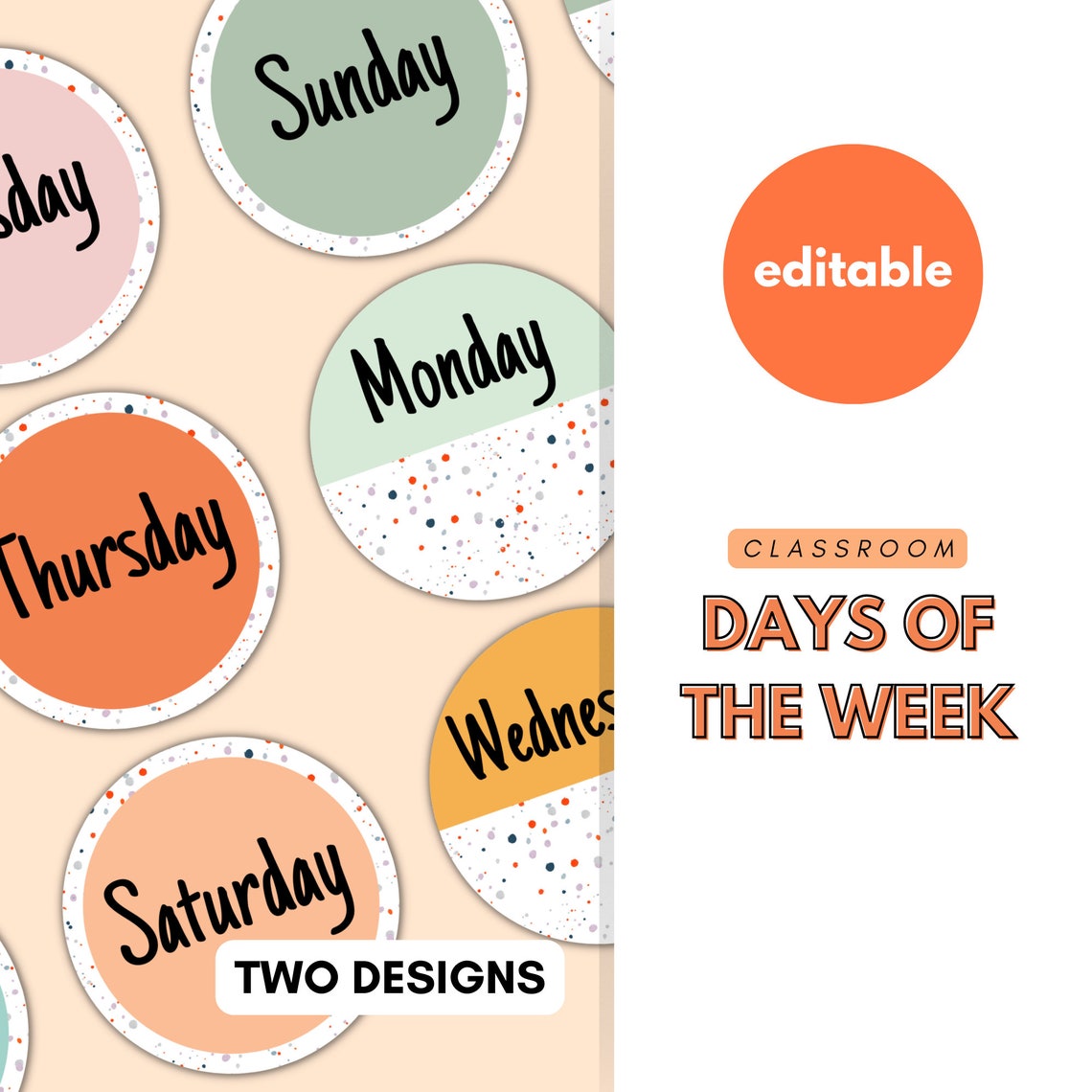 Days of the Week Labels, Classroom Decor, Classroom Display, Spotty ...