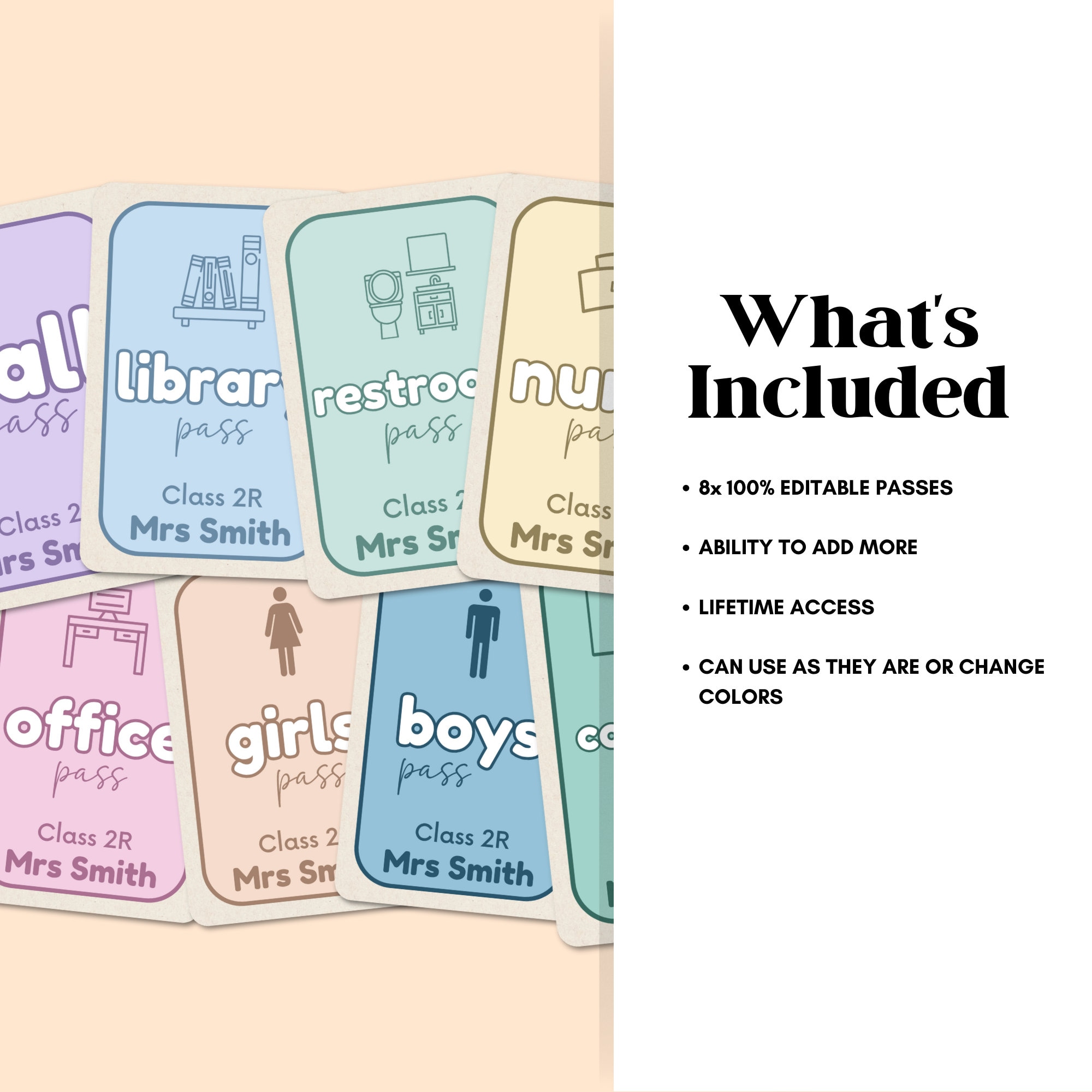 Classroom Hall Pass, Canva Templates, Passes, Bathroom, Restroom ...