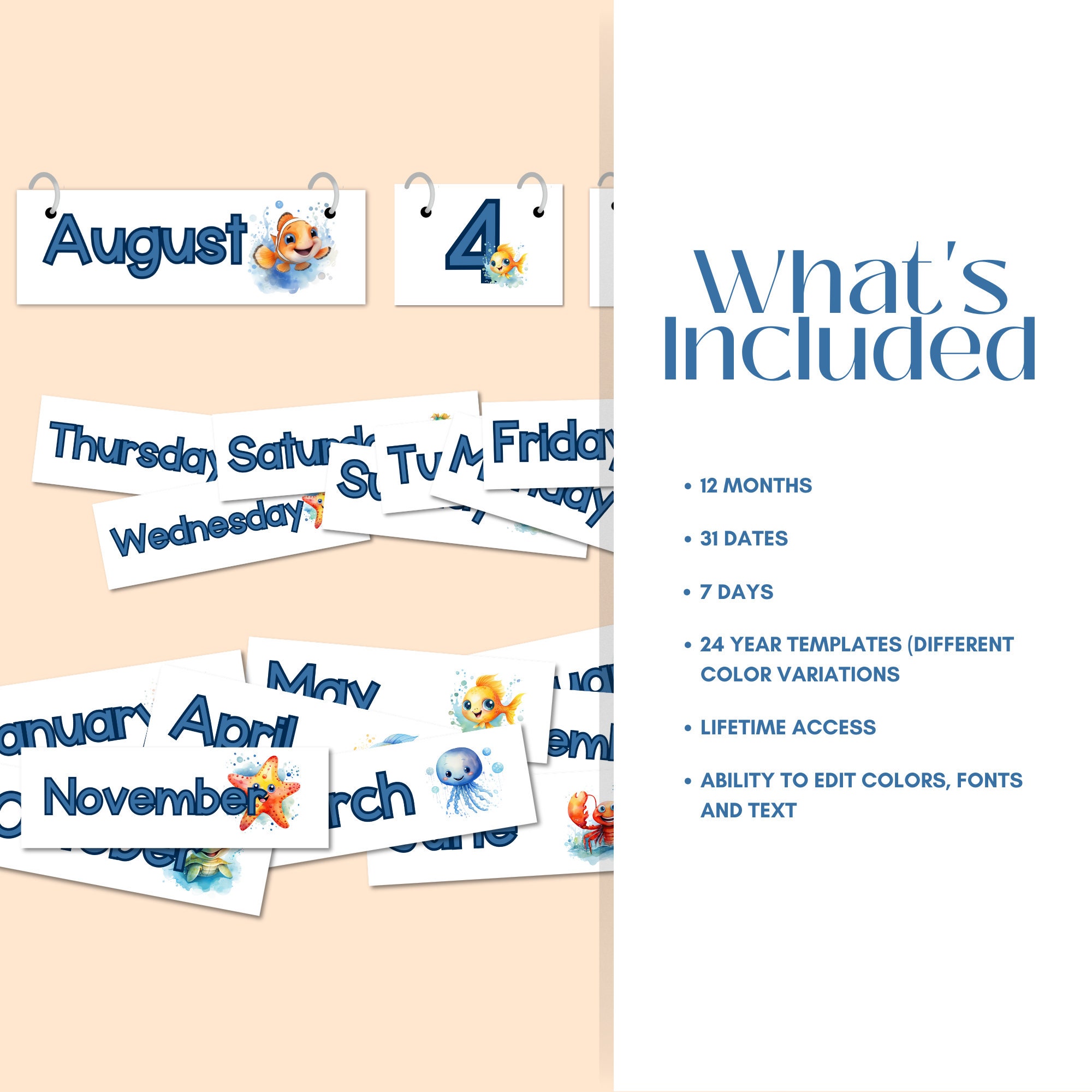 Ocean Themed Flip Calendar, Classroom Calendar, Calendar Display ...