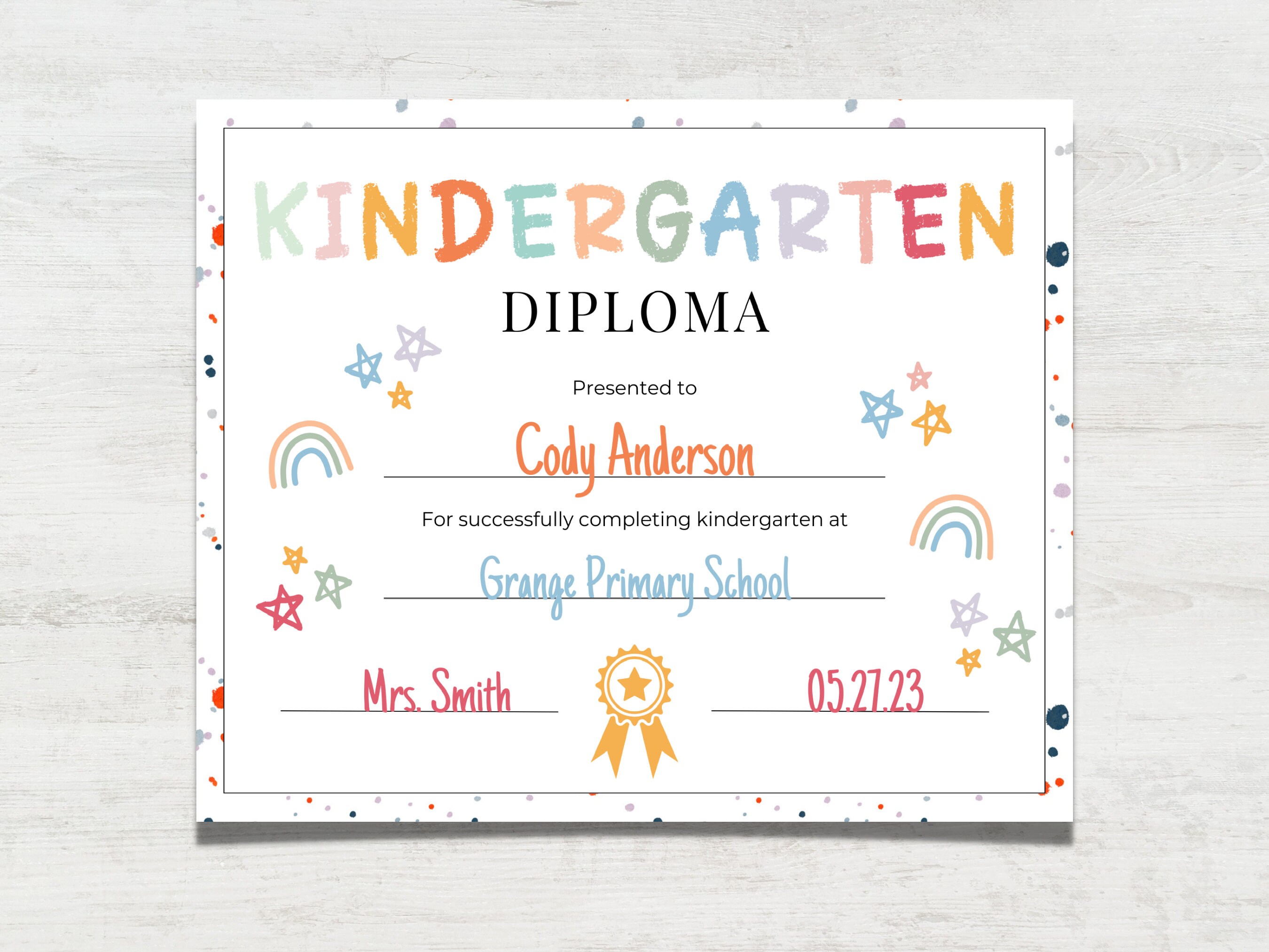 Kindergarten Graduation Certificate, Graduation Diploma, Elementary ...