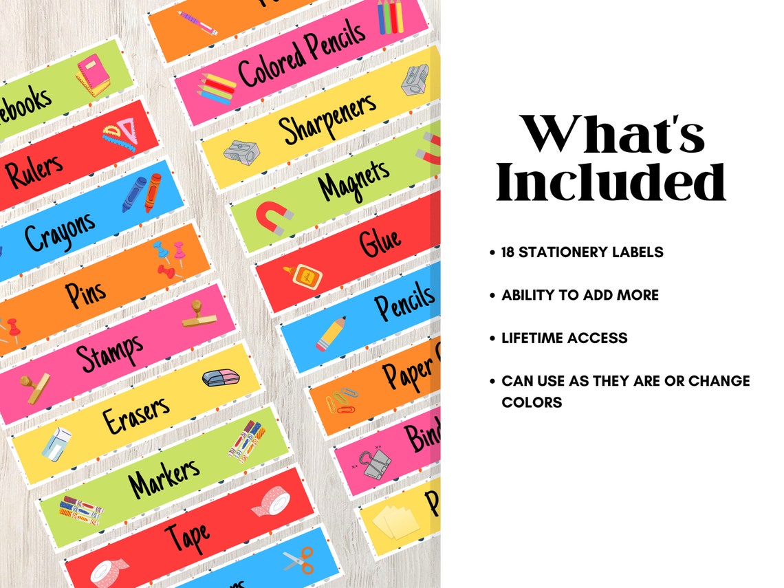 Stationery Labels | Rolling Cart Labels, Trolley Labels, Classroom ...