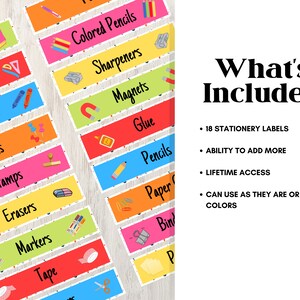 Stationery Labels | Rolling Cart Labels, Trolley Labels, Classroom ...