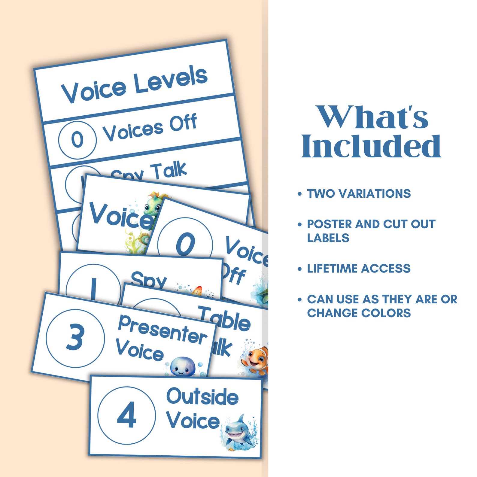 Ocean Themed Voice Level Poster Template, Voice Level Labels, Voice ...