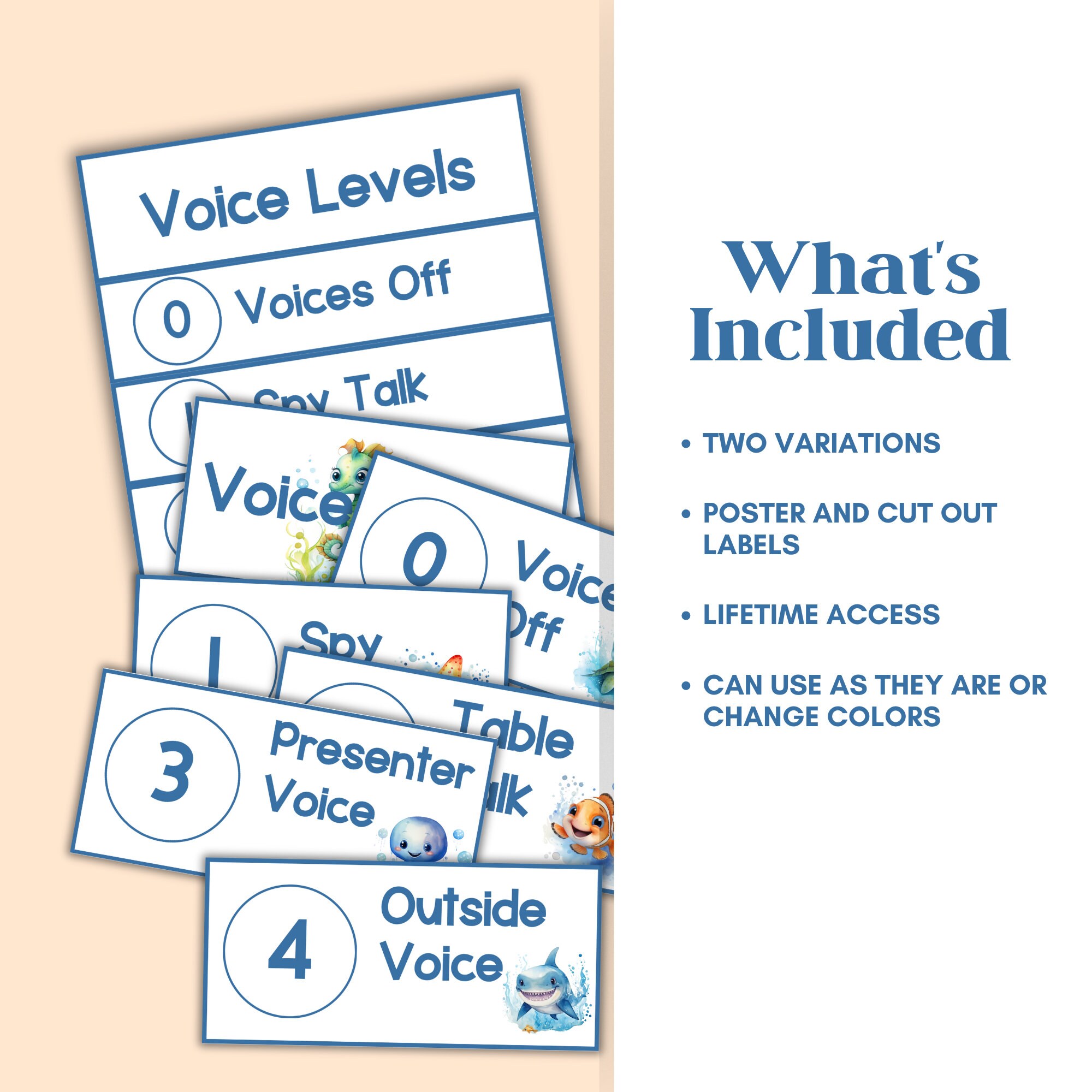 Ocean Themed Voice Level Poster Template, Voice Level Labels, Voice ...