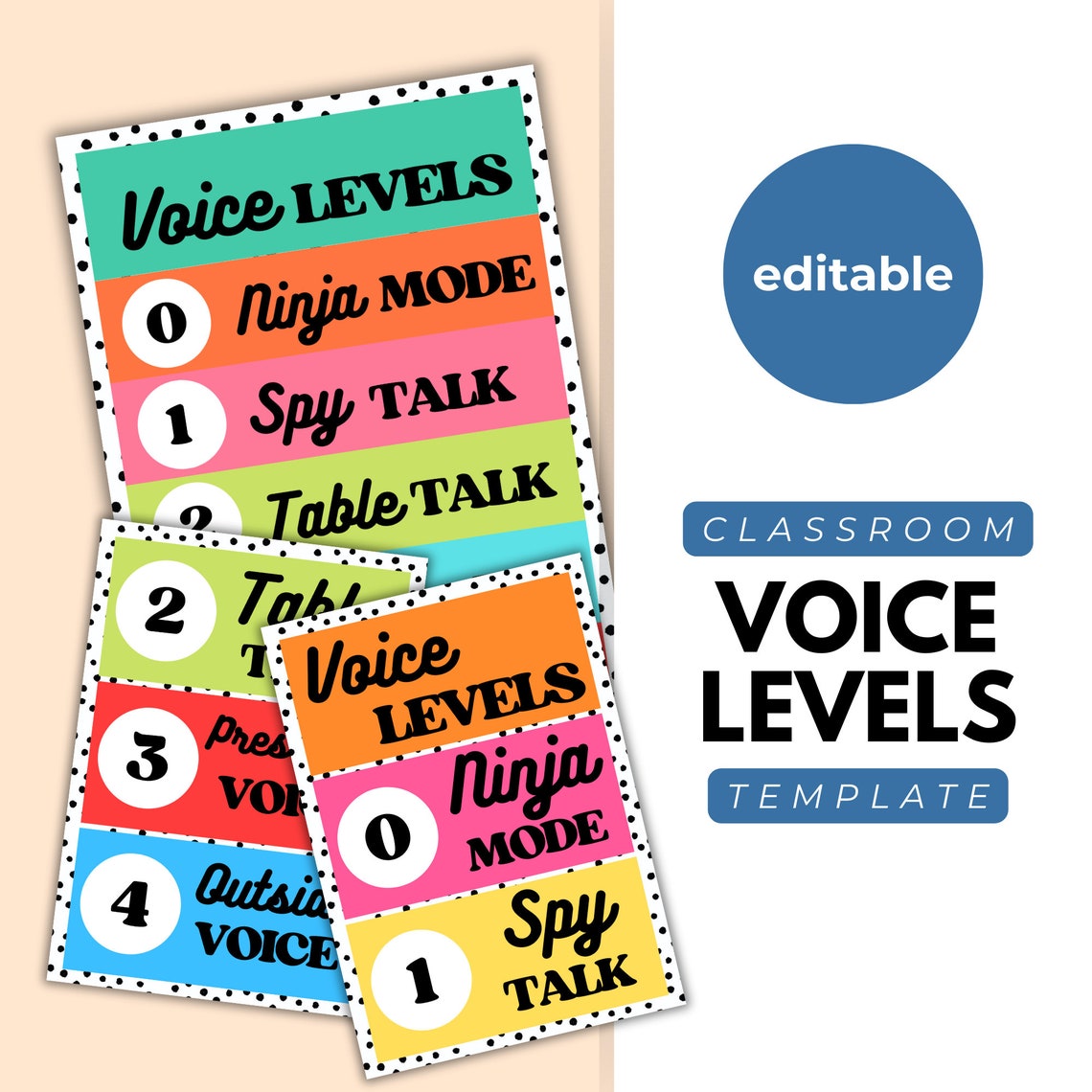 Dots Voice Level Poster Template, Voice Level Labels, Voice Level ...