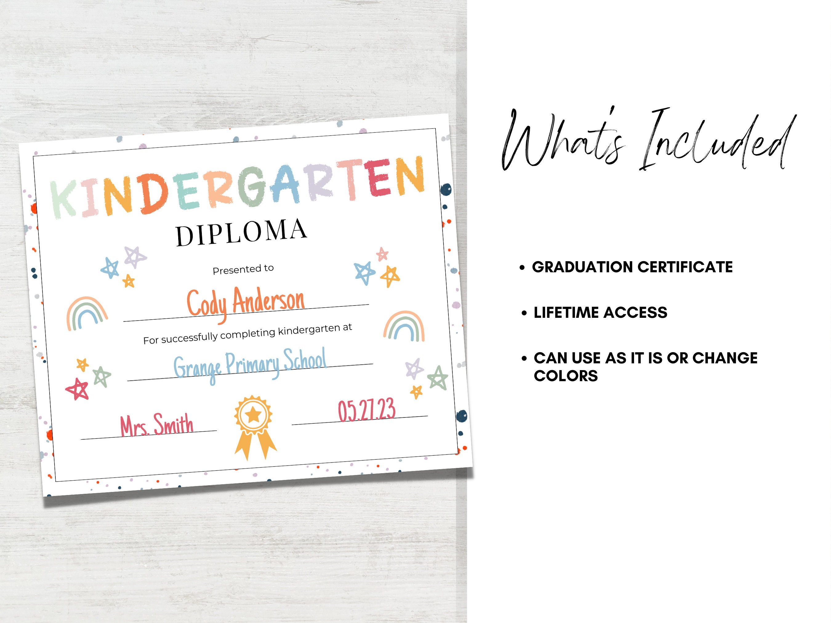 Kindergarten Graduation Certificate, Graduation Diploma, Elementary ...