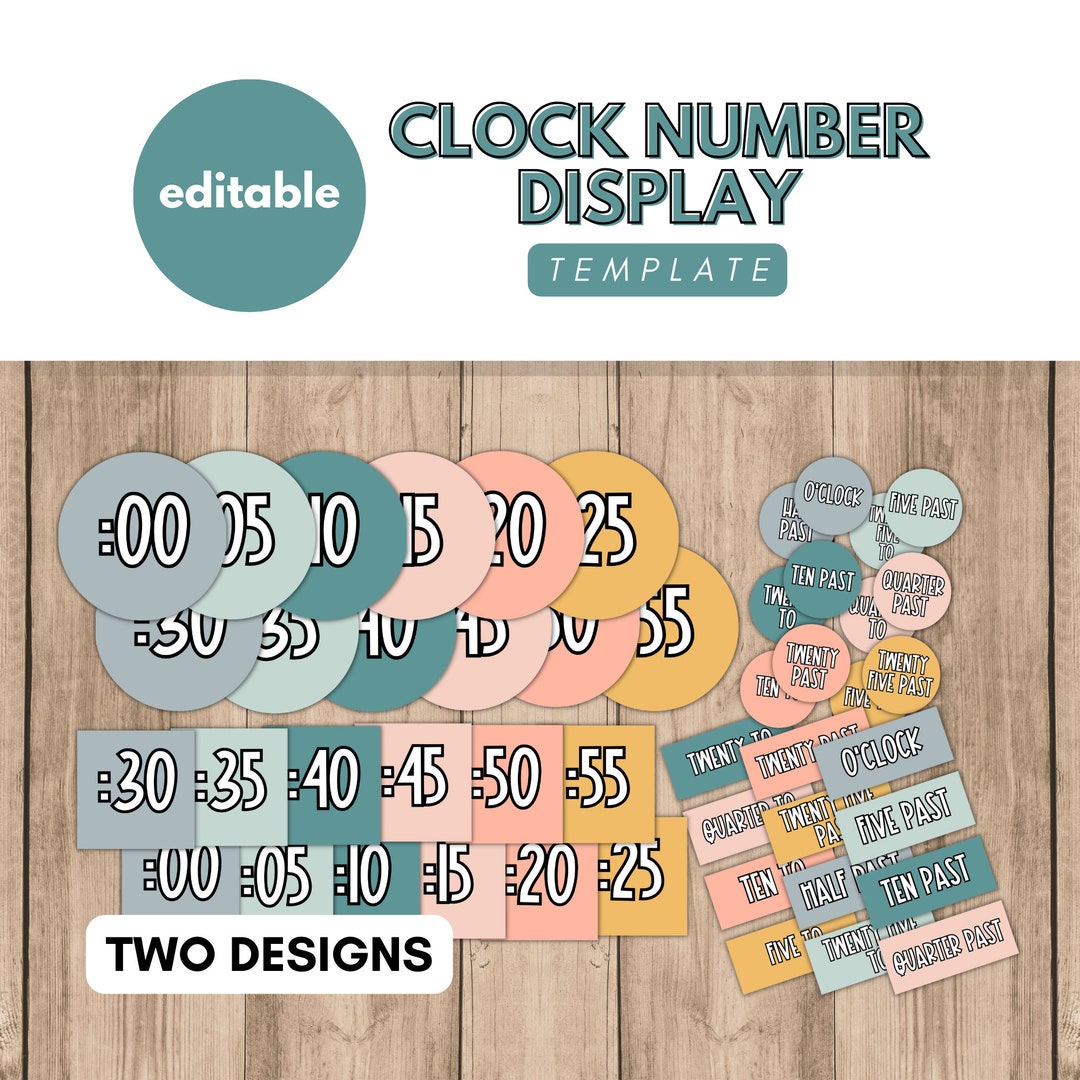 Clock Numbers Display | Learn the Time, Teach the Time, Clock Number ...