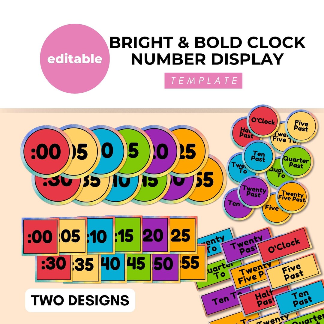 Bright and Bold Clock Numbers Display, Learn the Time, Teach the Time ...