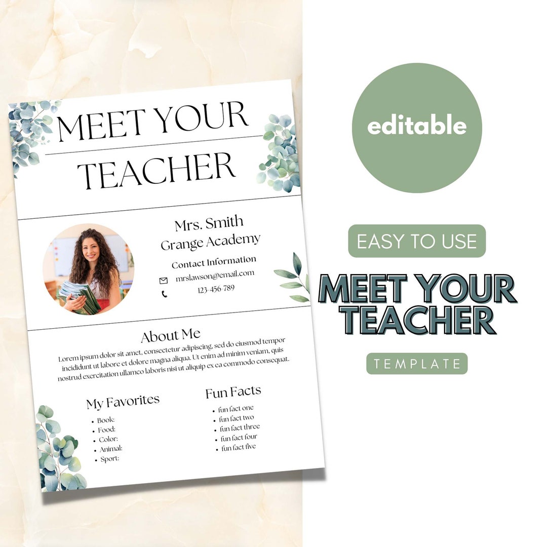 Meet the Teacher Flyer Template, Teacher Newsletter, Back to School ...