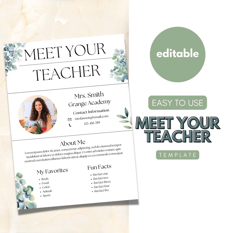 Meet the Teacher Flyer Template, Teacher Newsletter, Back to School ...