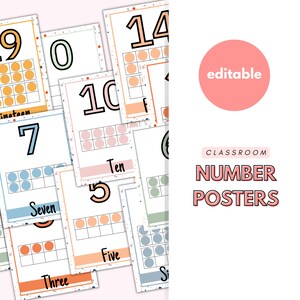 Number Posters, Math Classroom Decor, Math Poster, Classroom Number ...
