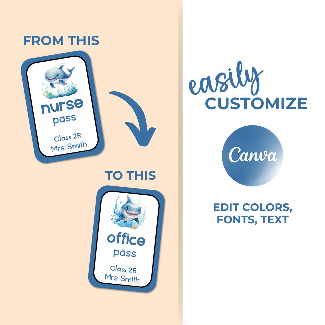 Ocean Classroom Hall Pass, Canva Templates, Passes, Bathroom, Restroom ...