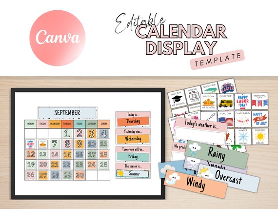 Classroom Calendar Display Weather Display Dots Classroom - Etsy
