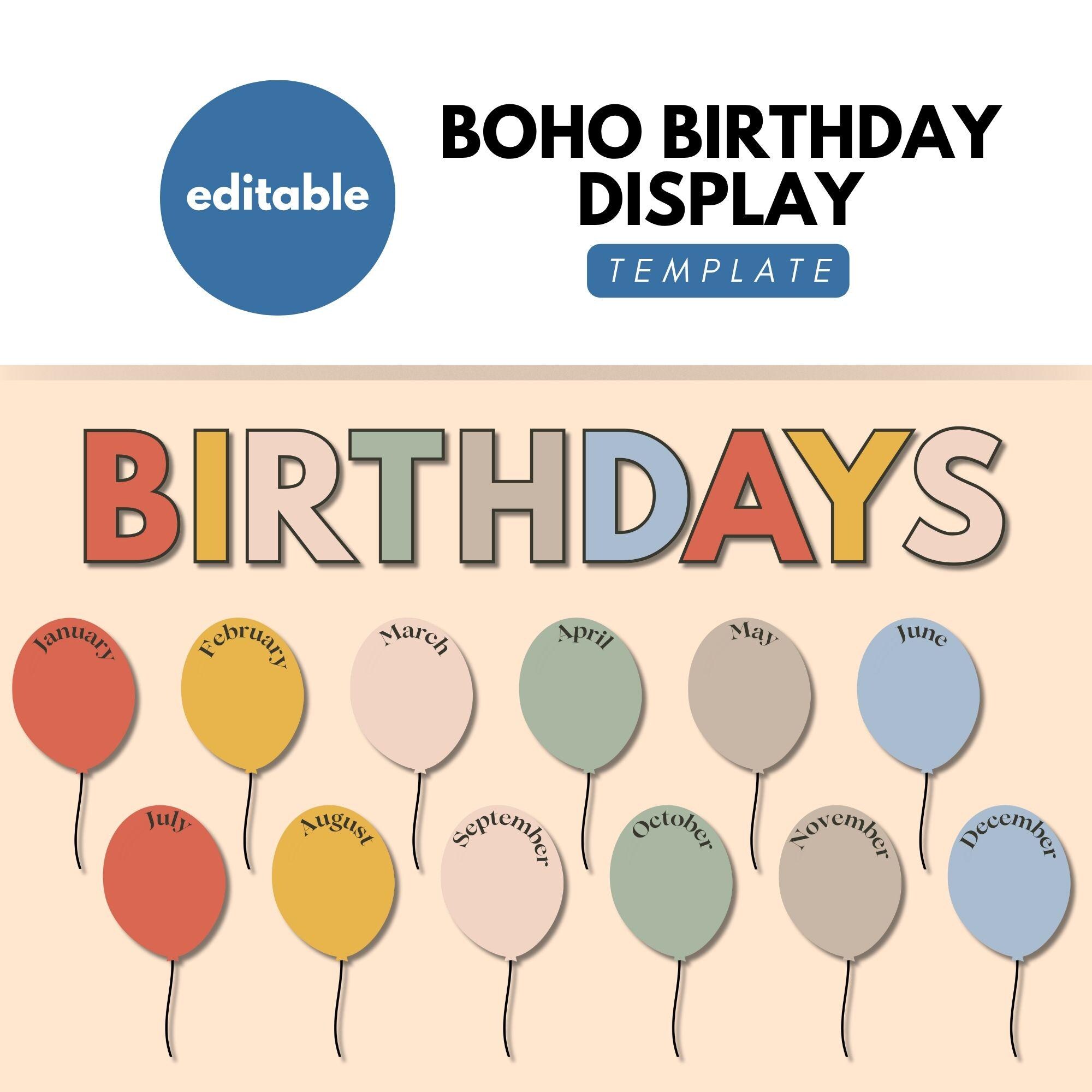 Boho Rainbow Classroom Birthday Display, Birthday Board, Classroom ...