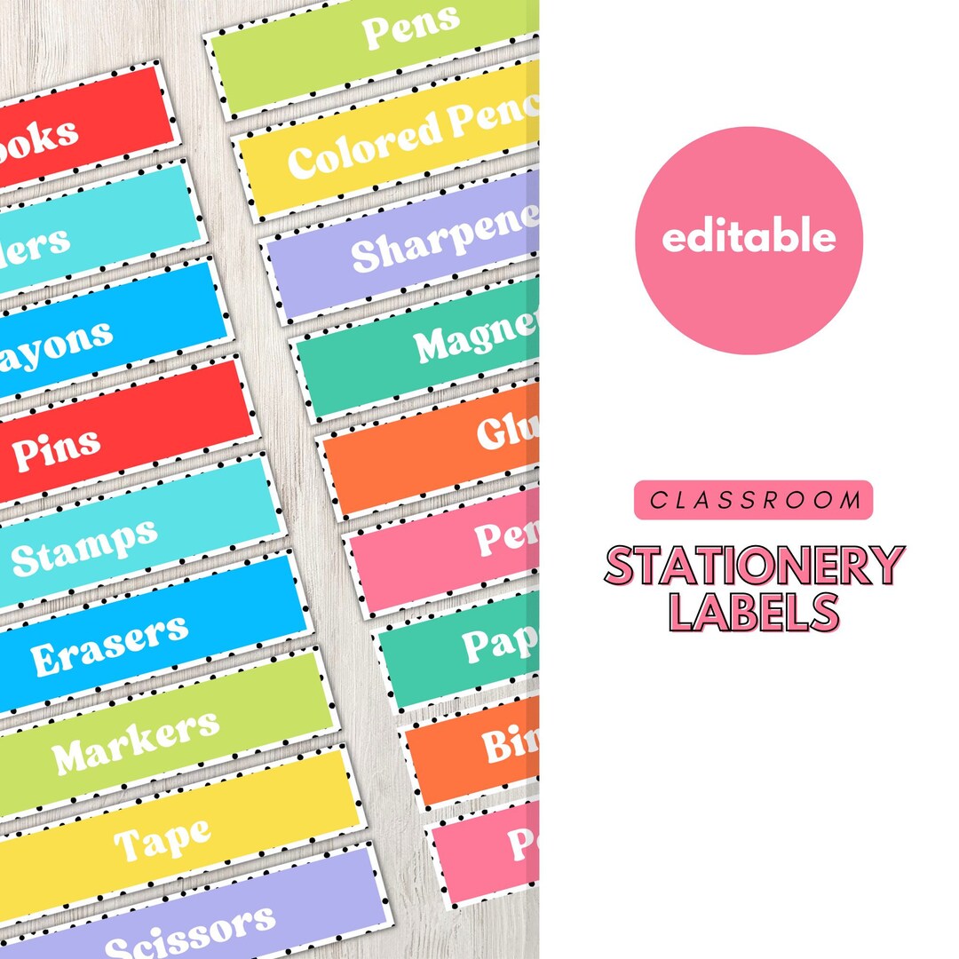 Stationery Labels, Rolling Cart Labels, Trolley Labels, Classroom Decor ...