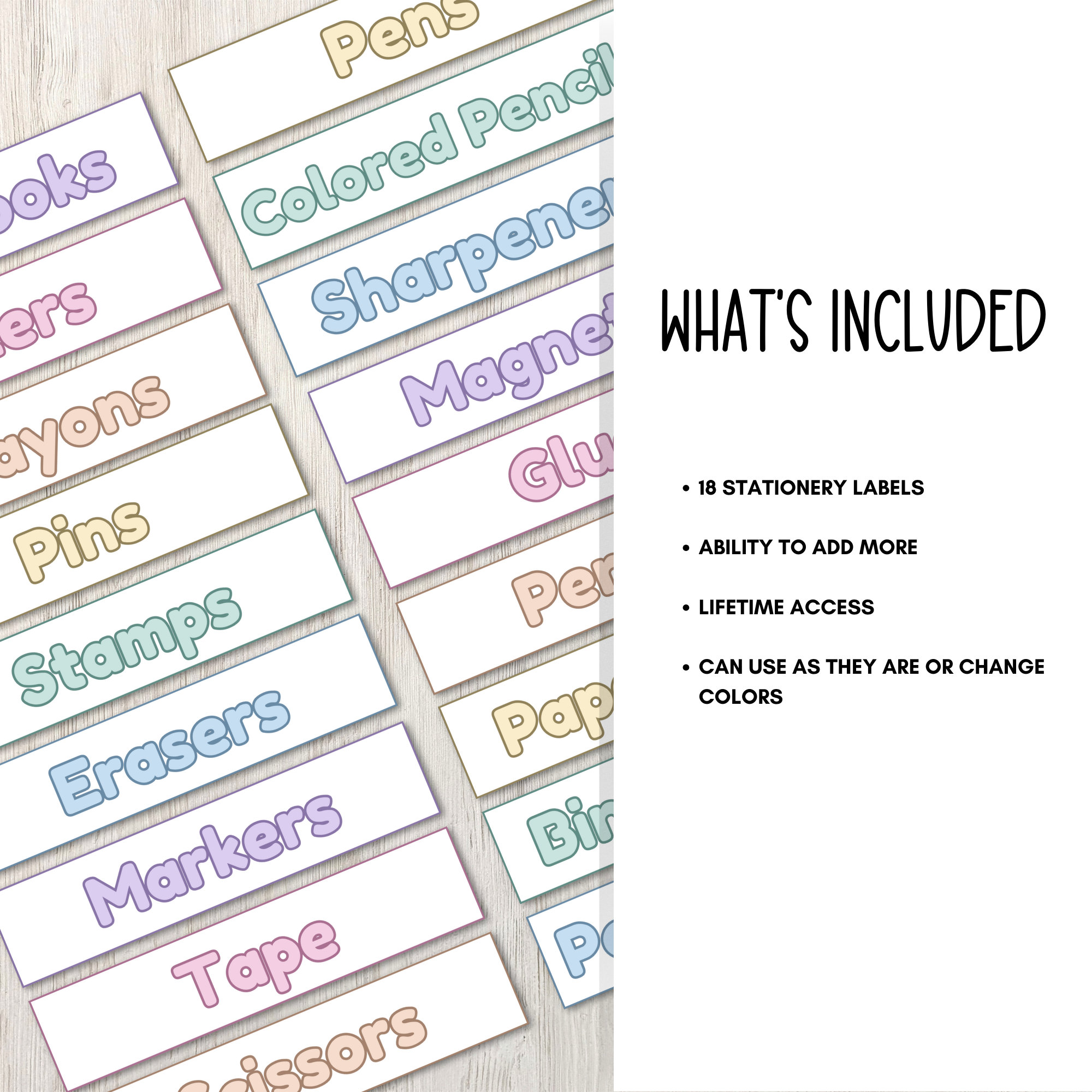 Pastel Stationery Labels, Rolling Cart Labels, Trolley Labels ...