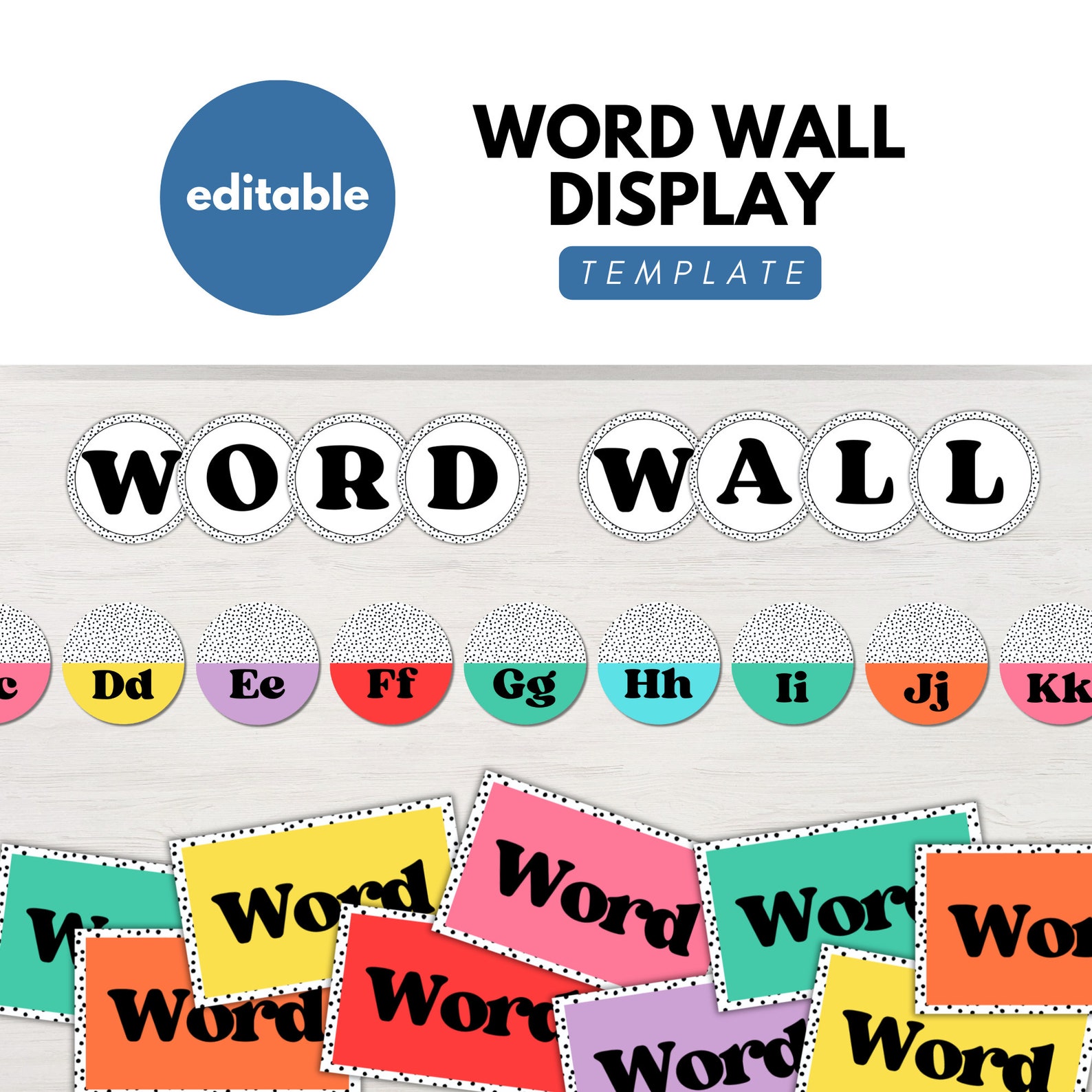 Dots Themed Word Wall Display, Pastel Classroom Word Display, Classroom ...