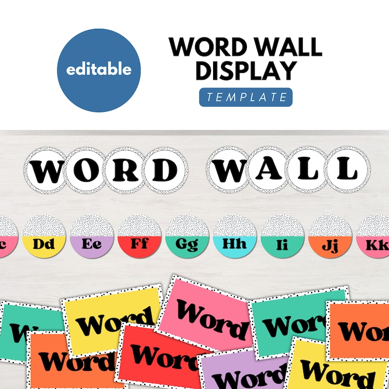 Dots Themed Word Wall Display, Pastel Classroom Word Display, Classroom ...