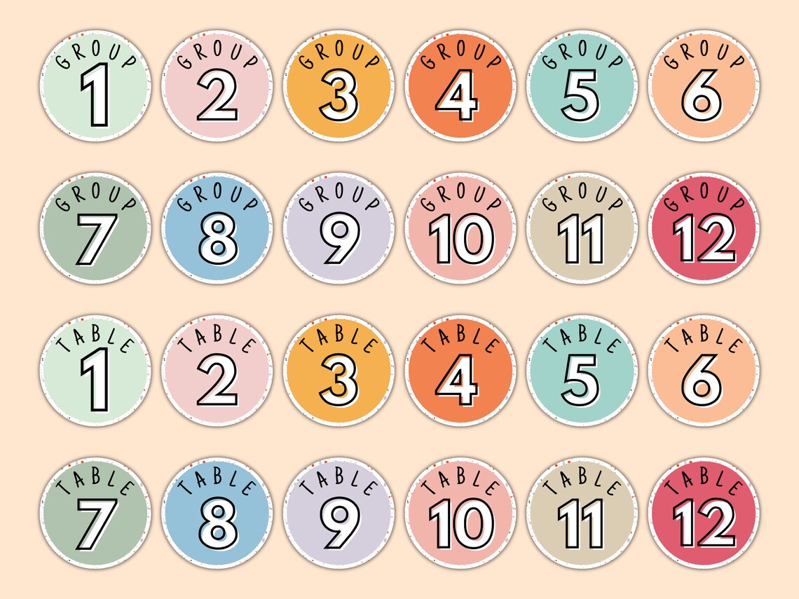 Classroom Table Labels Group Signs Table Numbers Pack Group - Etsy