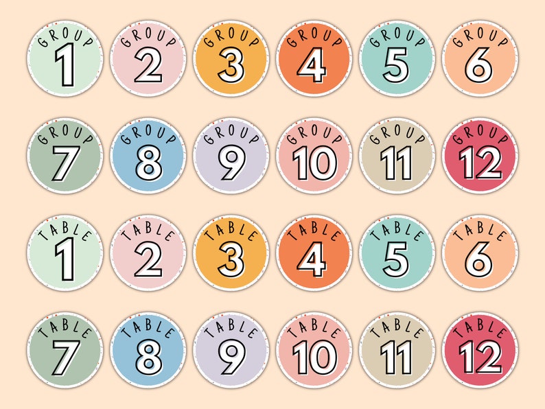 Classroom Table Labels, Group Signs, Table Numbers Pack, Group Number ...