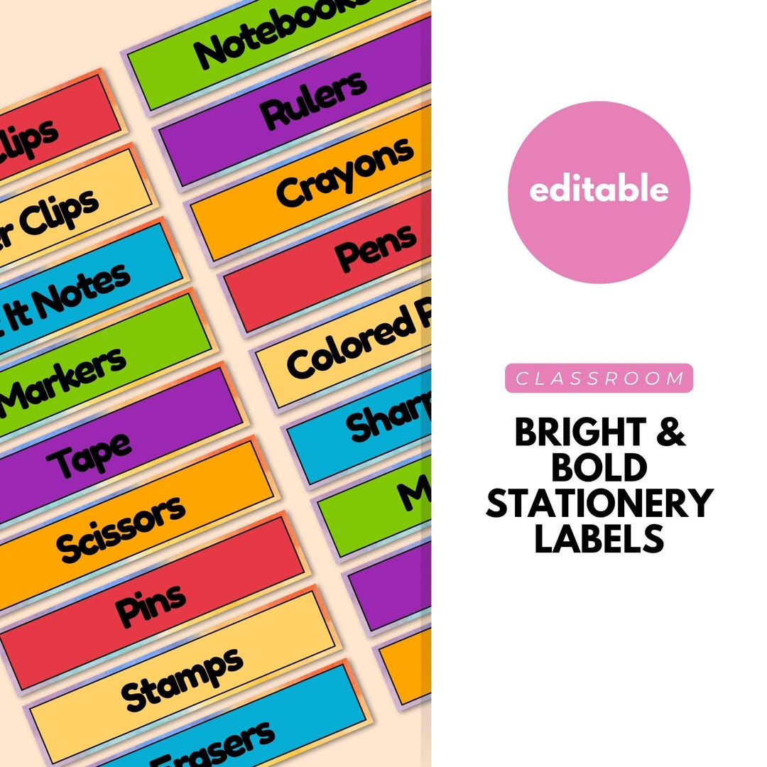 Bright & Bold Stationery Labels, Rolling Cart Labels, Trolley Labels ...