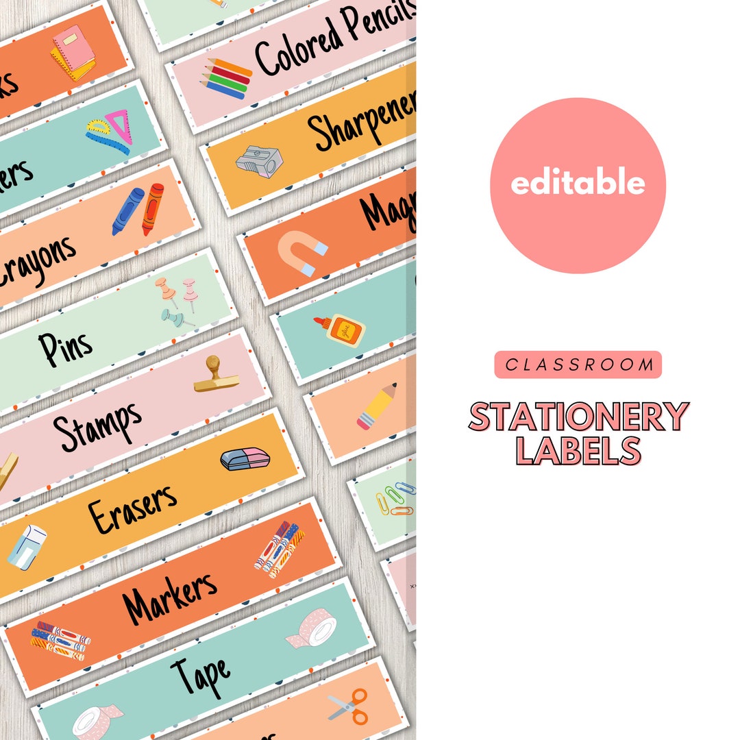 Stationery Labels, Rolling Cart Labels, Trolley Labels, Classroom Decor ...