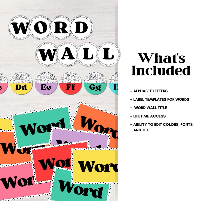 Dots Themed Word Wall Display, Pastel Classroom Word Display, Classroom ...