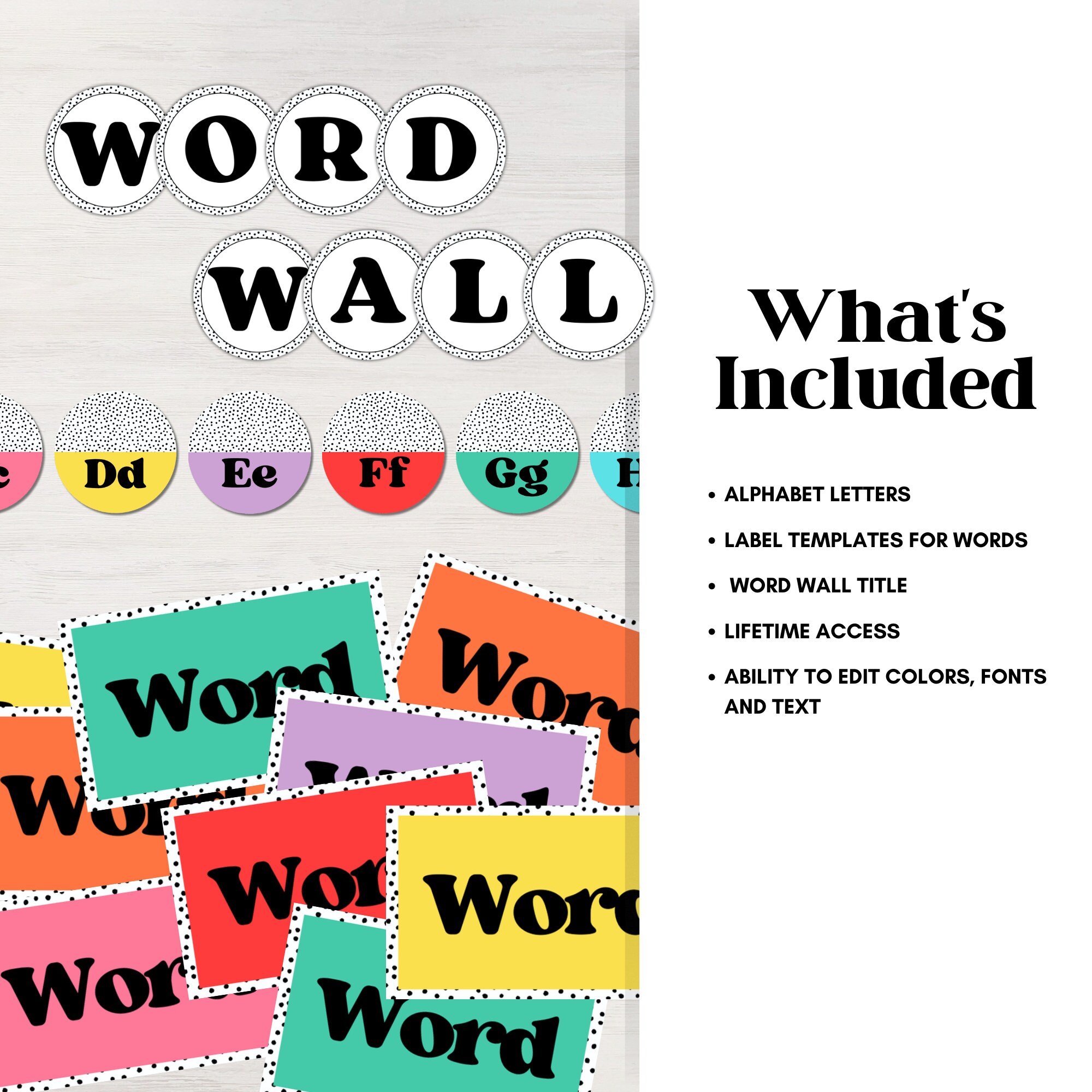 Dots Themed Word Wall Display, Pastel Classroom Word Display, Classroom ...