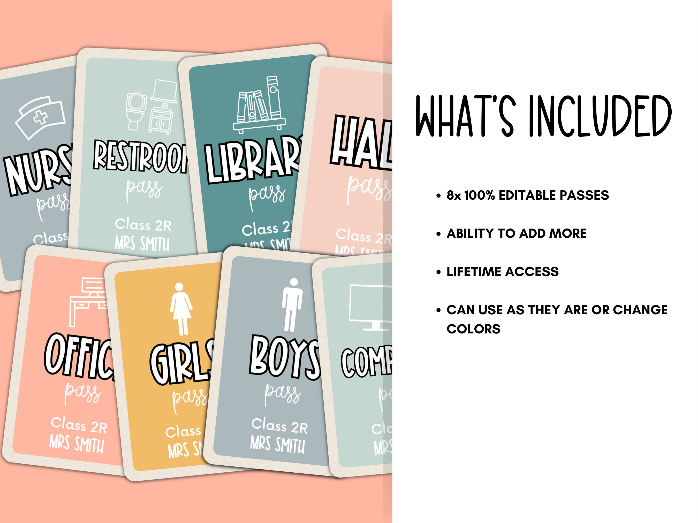 Classroom Hall Pass Canva Templates Passes Bathroom - Etsy UK