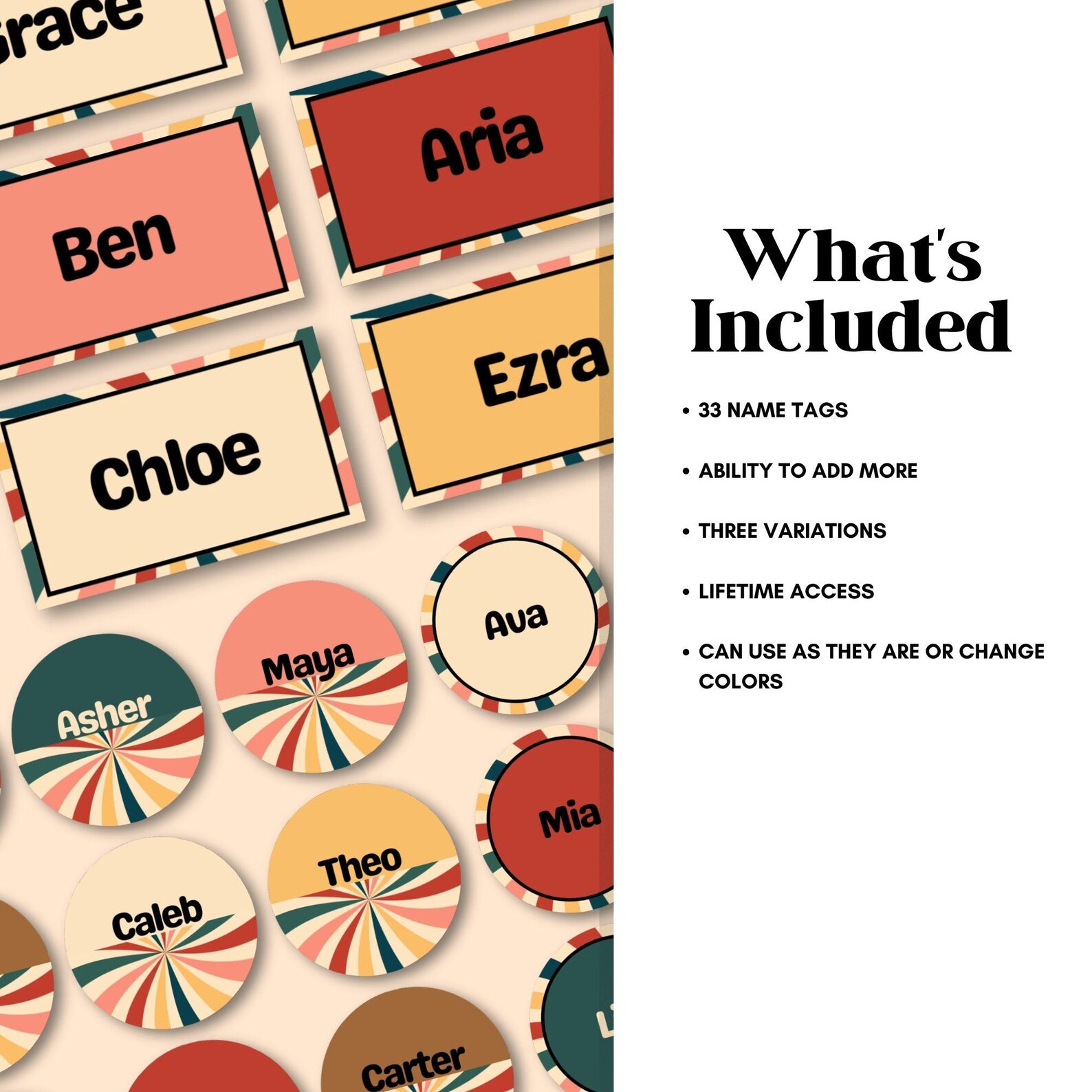 Retro Name Tags, Student Desk Plates, Classroom Decor, Classroom ...