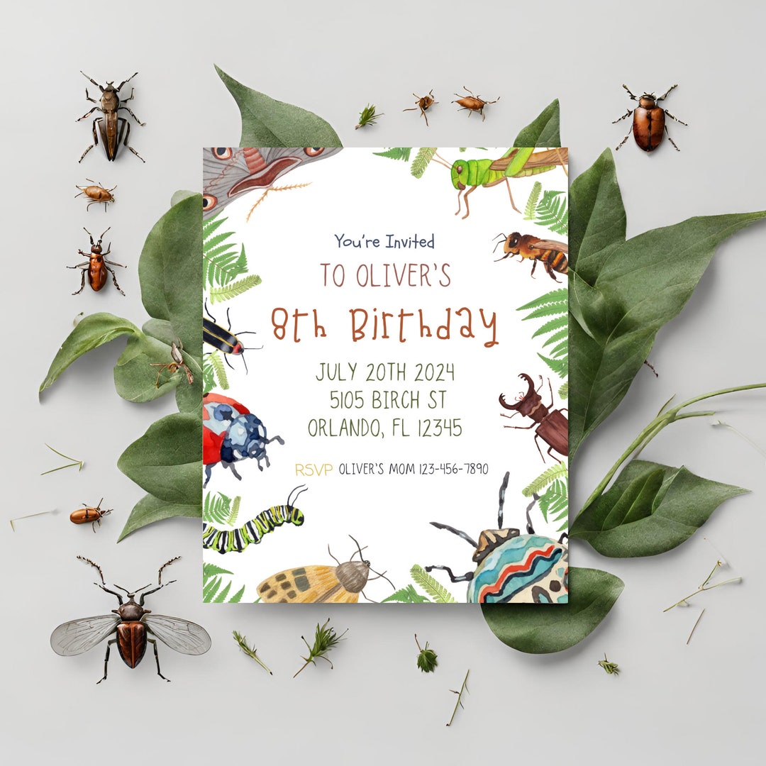 Bug Birthday Invitation Insect Birthday Invite Kids Bug Birthday ...