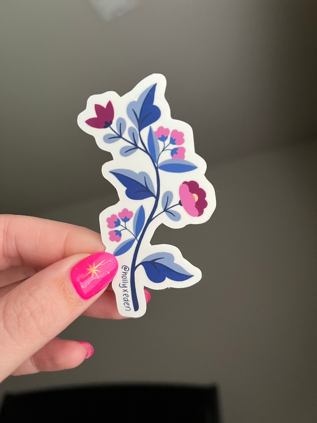 Flower Vine Colorful Blue Pink Vinyl Sticker - Etsy