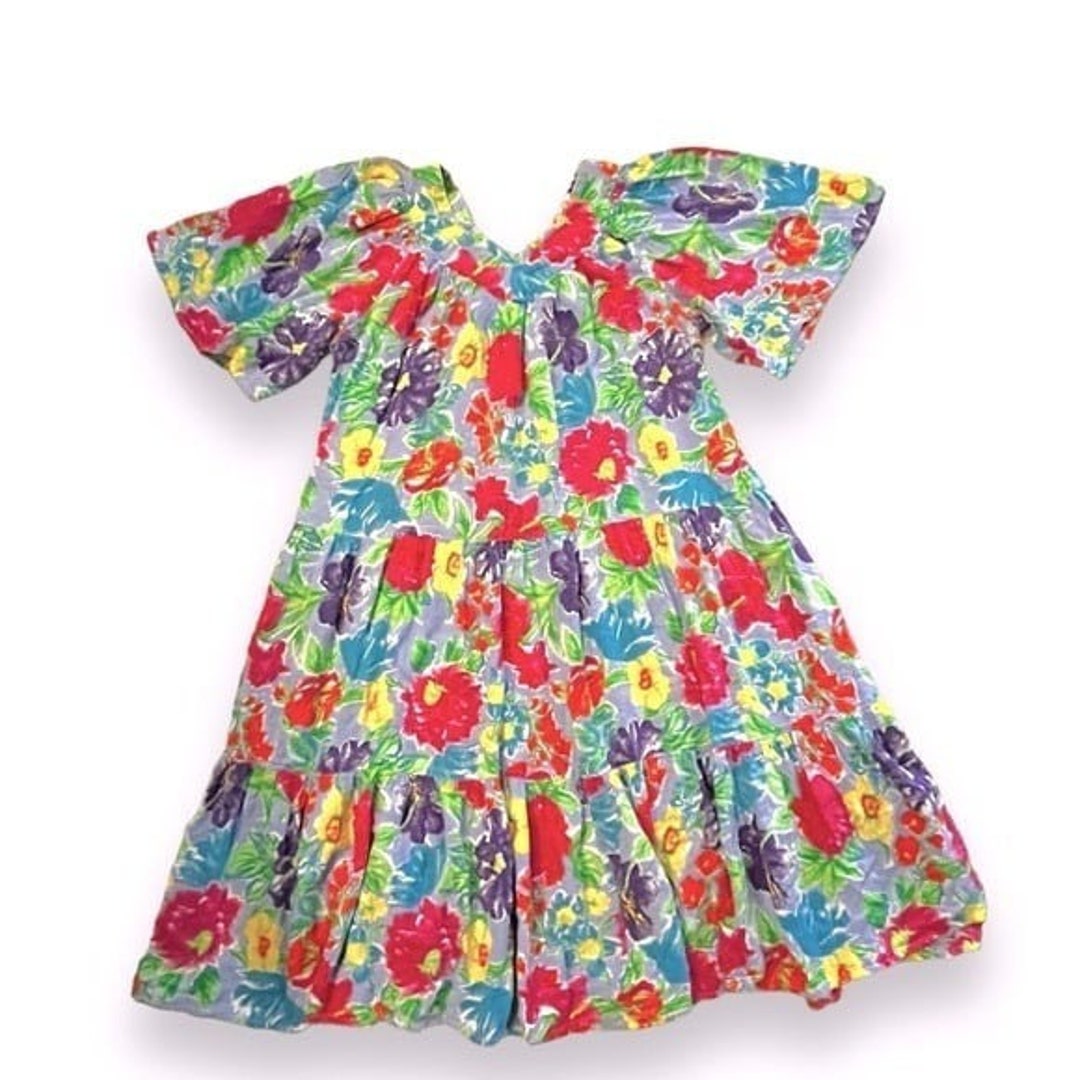 Two Potato House Dress Muumuu Bright Floral Print Tiered Flutter ...