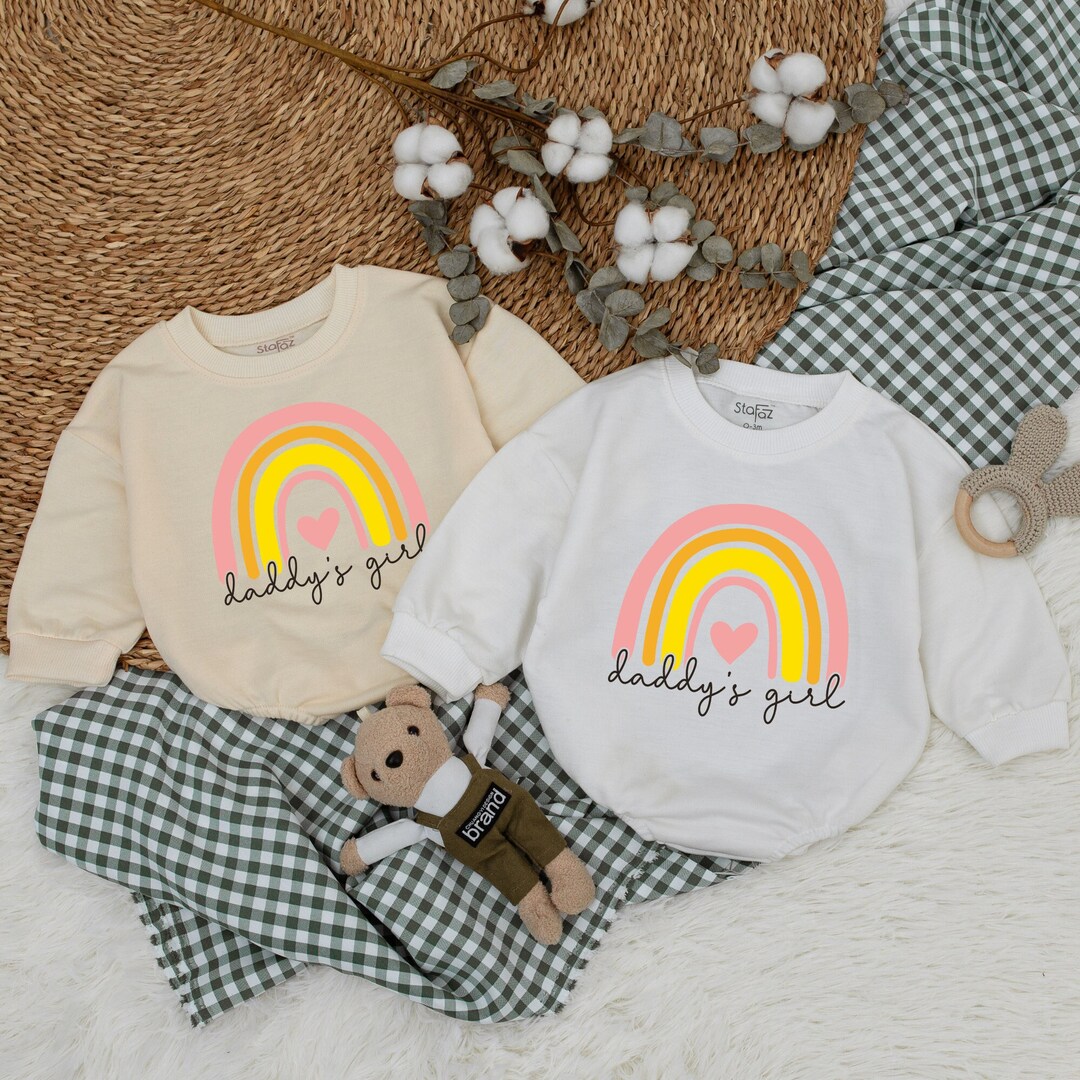 Rainbow Daddy's Girl Romper, Daddy's Girl Soft Cotton Romper, Baby Girl ...