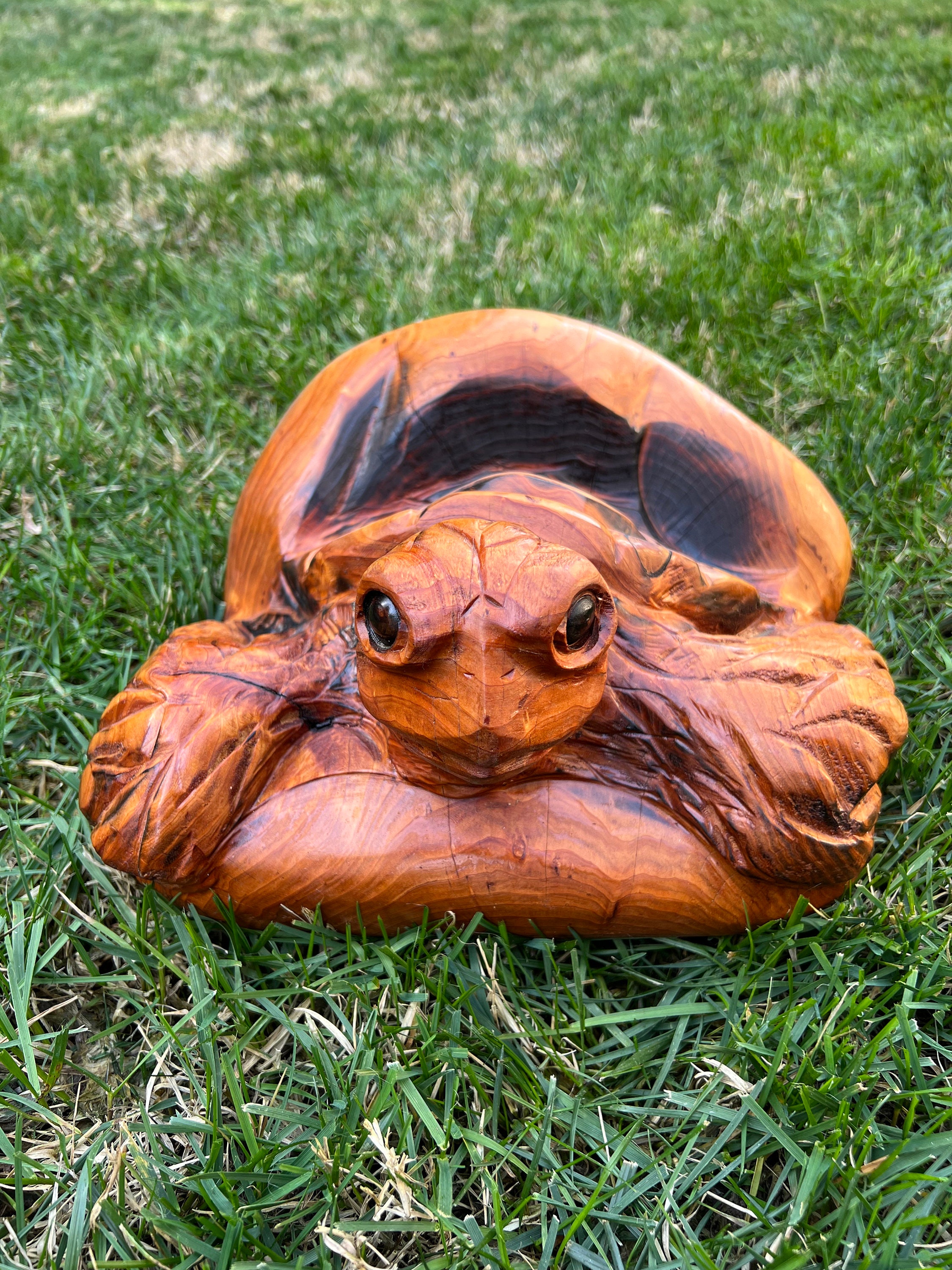 Chainsaw Carved Turtle Western Red Cedar Wood Carving - Etsy