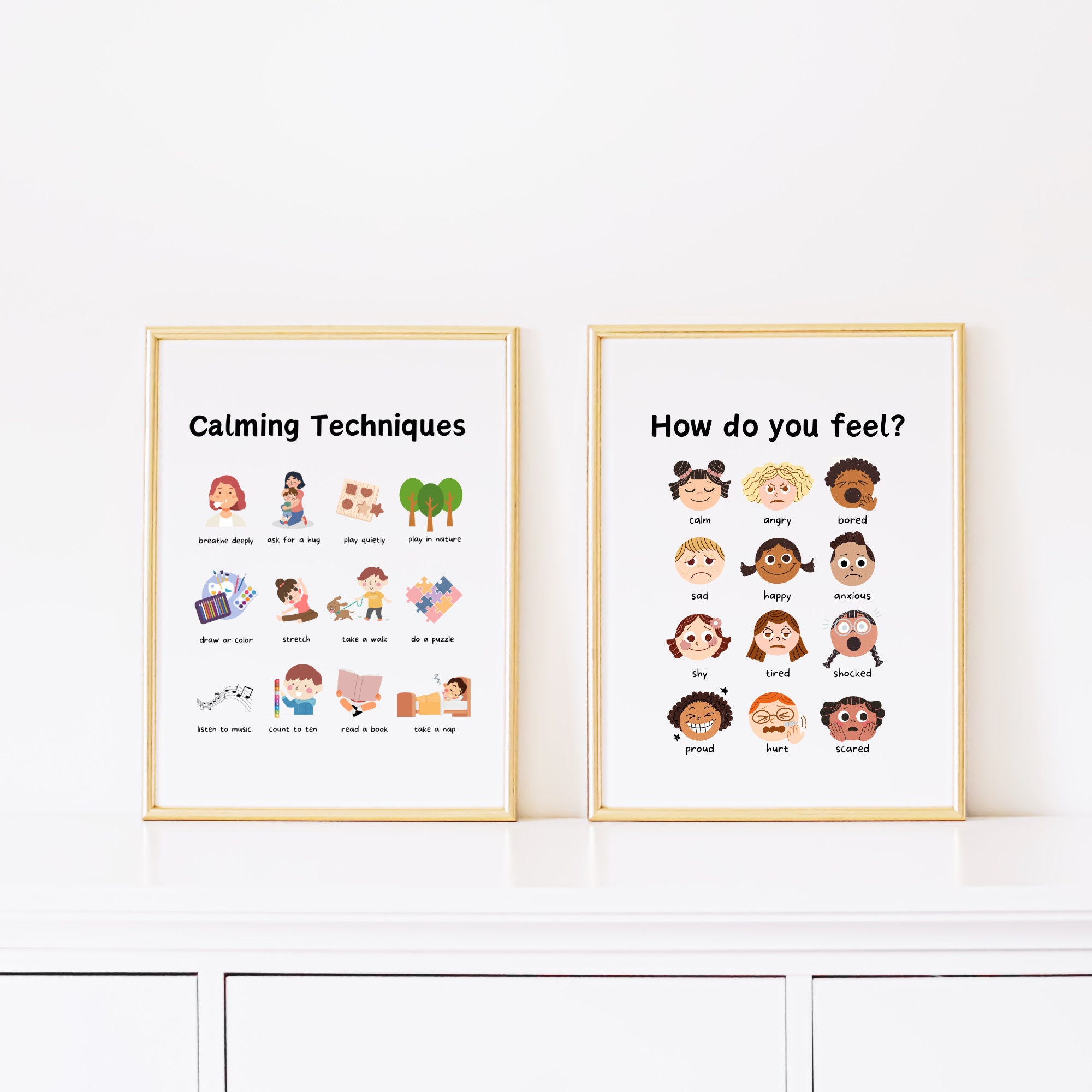 Calm Down Corner, Set of 2 Printable Posters, Feeling Emotions ...
