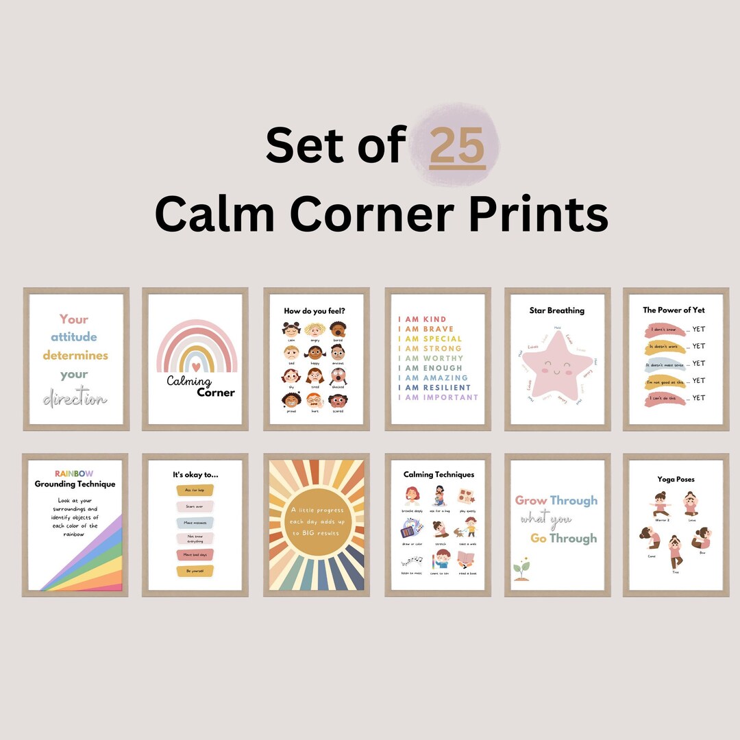 Calm Down Corner, Set of 25 Printable Posters, Feeling Emotions ...