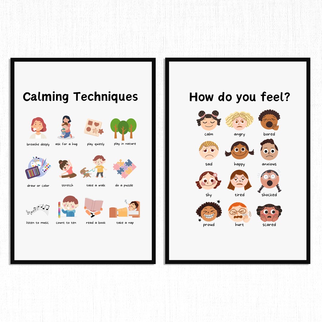 Calm Down Corner, Set of 2 Printable Posters, Feeling Emotions ...