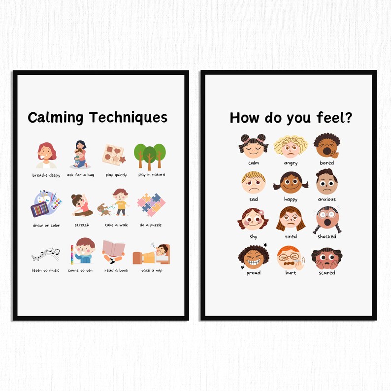 Calm Down Corner, Set of 2 Printable Posters, Feeling Emotions ...