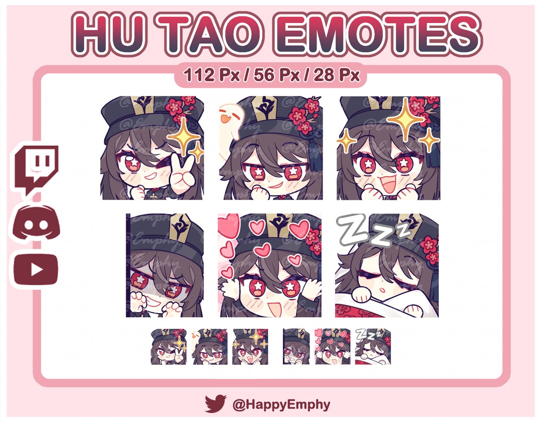 Genshin Impact Hu Tao Emotes / Stickers for Twitch / Discord / Youtube ...