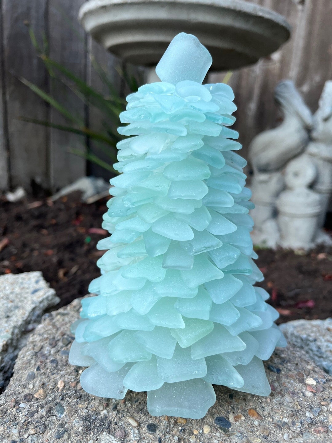 Aqua Sea Glass Tree W/ Bottle Neck Seaglass Topper 5x7 - Etsy