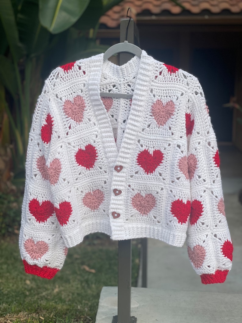 Heart Granny Square Cardigan Crochet Pattern (pattern Only) - Etsy